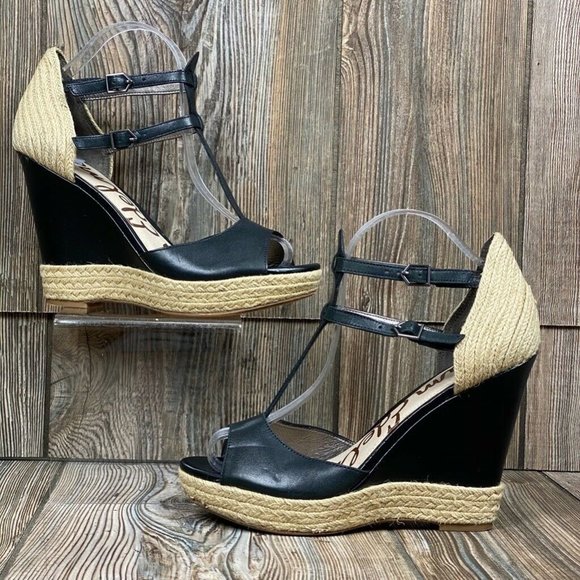 Sam Edelman | Shoes | Sam Edelman Womens Platform Wedge Sandals Black ...